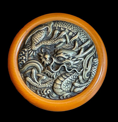 RARE x-large antique Chinese French ivory button w sterling silver ...