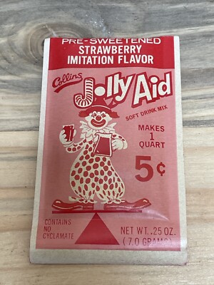 1960's JOLLY AID SOFT DRINK Pack STRAWBERRY Flavor MIP Old Stock NOS ...