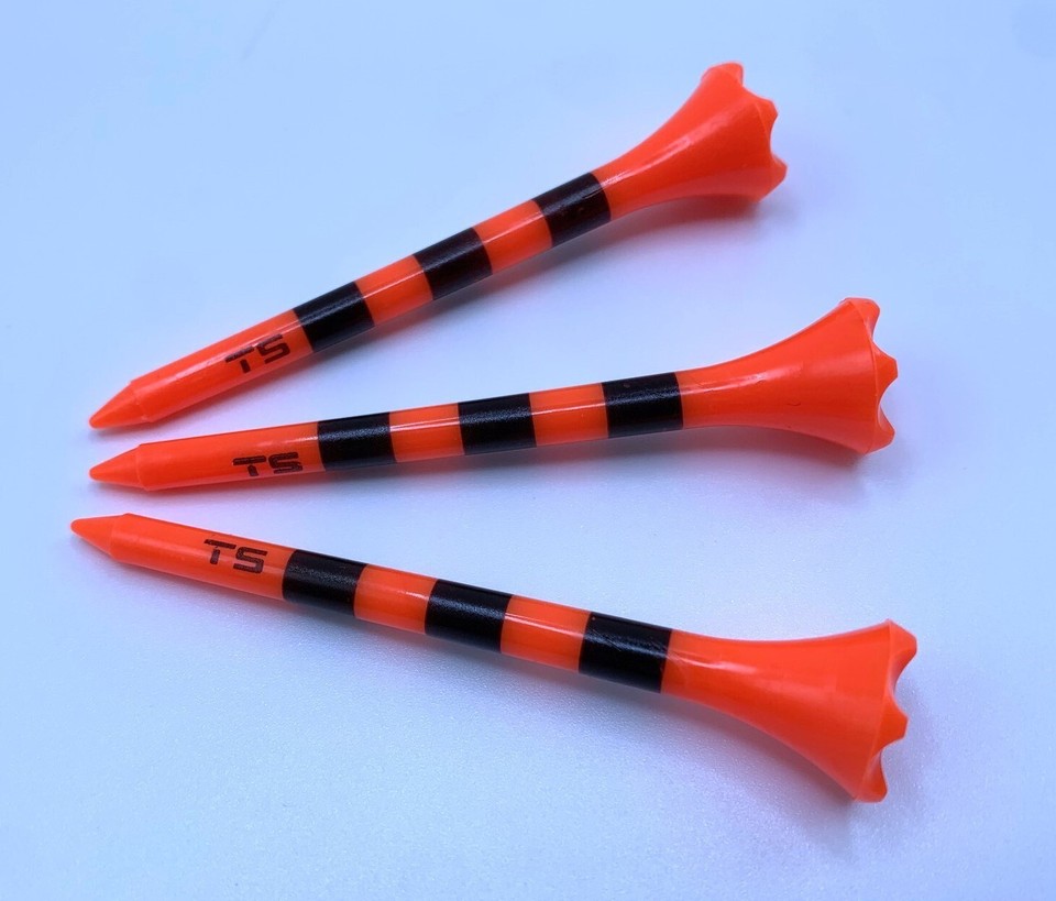 Golf Tees 100 New Truestrike 2 3/4" Orange with Black Stripes Premium ...