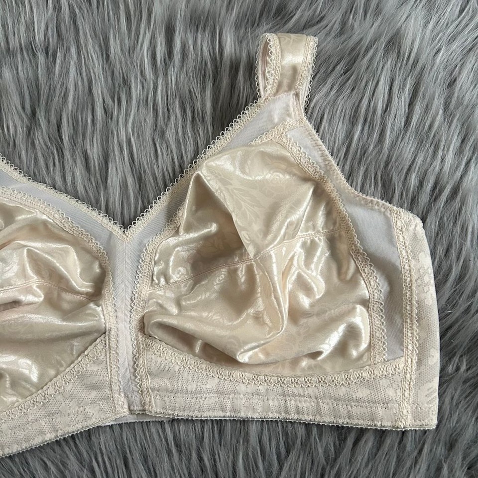 Playtex Wireless Unlined Bra Womens Size 44D Beige Floral Wirefree Back ...