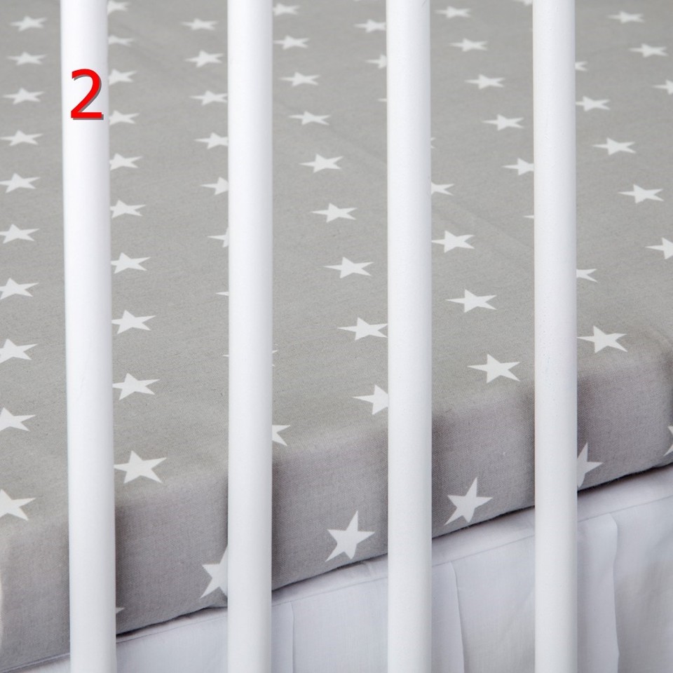 COT FITTED SHEET PATTERNED 100% cotton COT/COT BED 60x120 70x140 stars ...