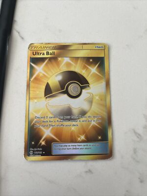 Pokémon Sun Moon Base Ultra Ball Gold Secret Rare Trainer Full Art Card ...