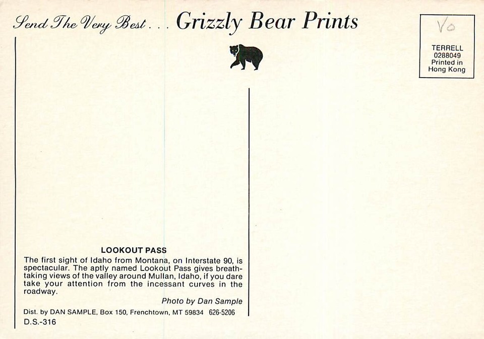 Postcard Lookout Pass on Interstate 90, Idaho State Line Sign | eBay