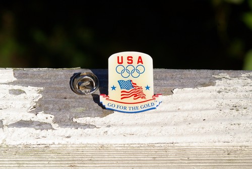 USA Go For The Gold Olympic Rings American Flag Stars Lapel Pin Pinback ...