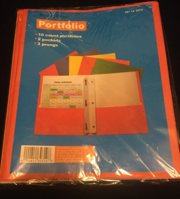 10 pack 2 pocket 3 prong folders portfolio paper 5 assorted colors | eBay