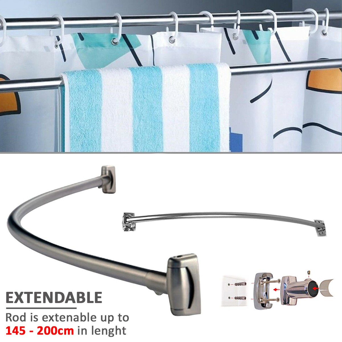 Curved Drapery Rods And Hardware ALLEN + ROTH Steel Curved Curtain Rod