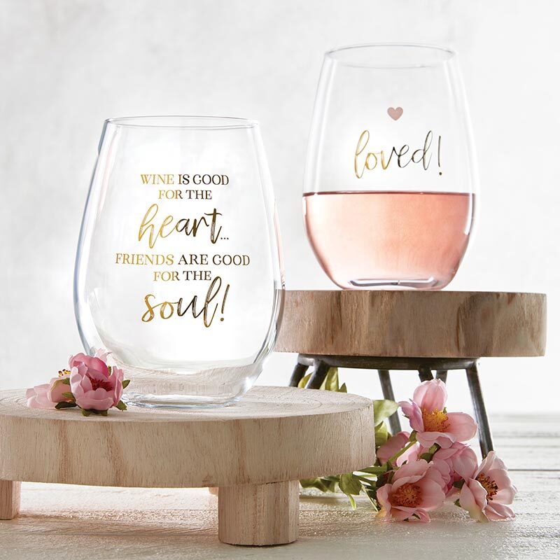 Clear Glass Wine Stemless Glasses Dishwasher 20 Ounce 5 in H Size ...