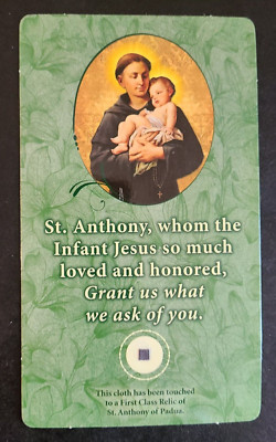 St. Saint Anthony Green Laminated Holy Card | Prayer Card with Third ...