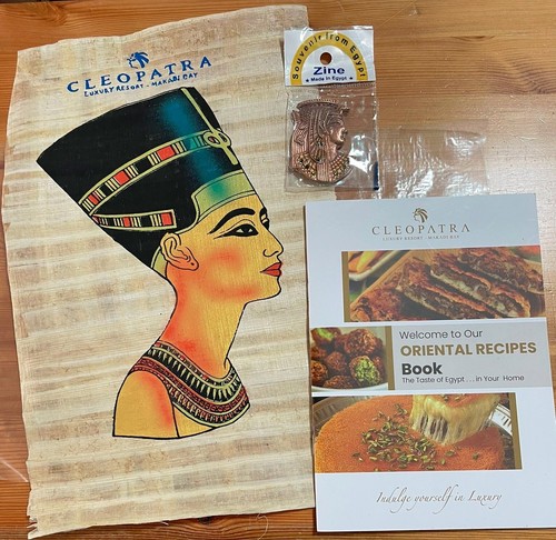 Set collezione 3 pezzi Egitto Cleopatra papiro quadro ottone magnete 2 ...