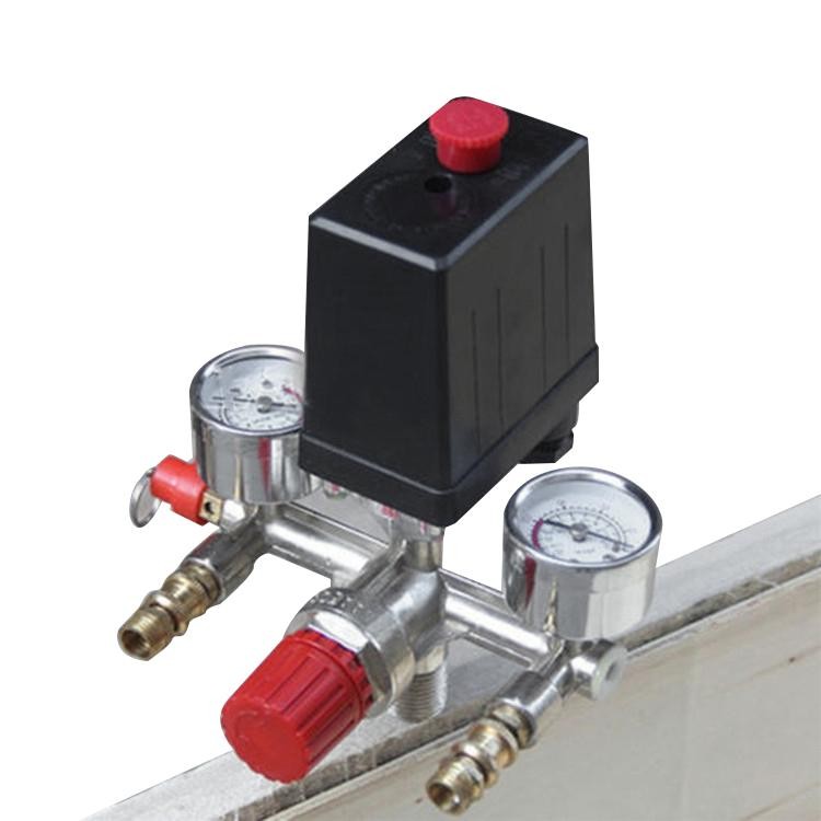 Air Compressor Pressure Control Manifold Regulator with Gauges Relief ...