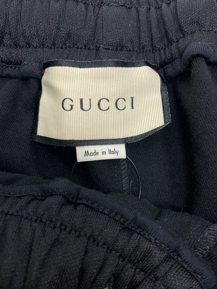 GUCCI Emblem Logo Embroidered Side Line Track Pants Bottom S Polyester ...