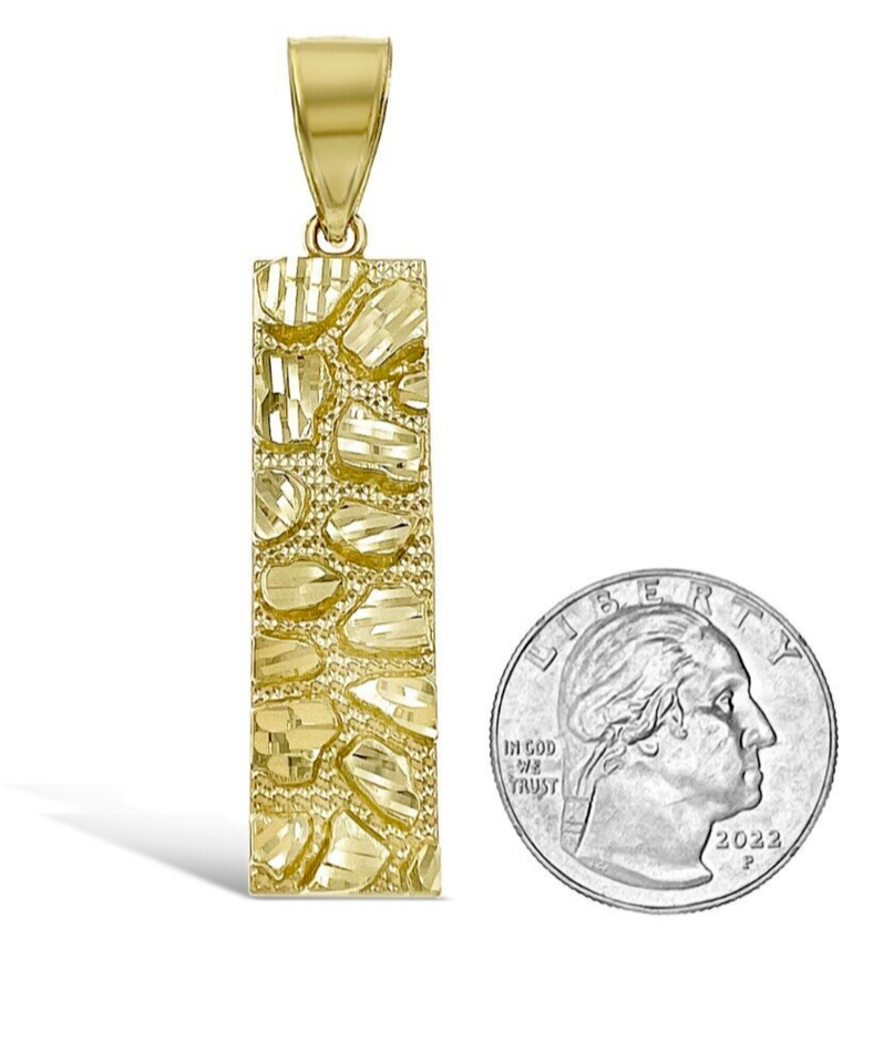 10k Yellow Gold Charm Nugget Bar Mens Pendant REAL 10KT FREE SHIPPING ...