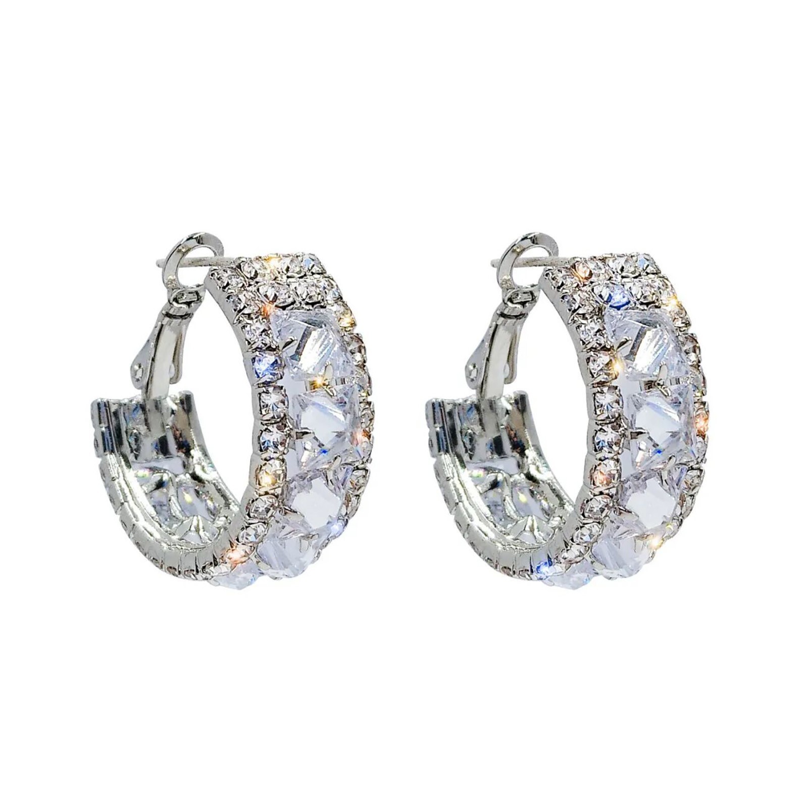 Women's Ear Clip Earrings C-Shaped Point Diamond Alloy Earrings Perfect ...