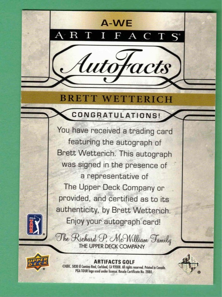 2021 UPPER DECK ARTIFACTS BRETT WETTERICH AUTOFACTS | eBay