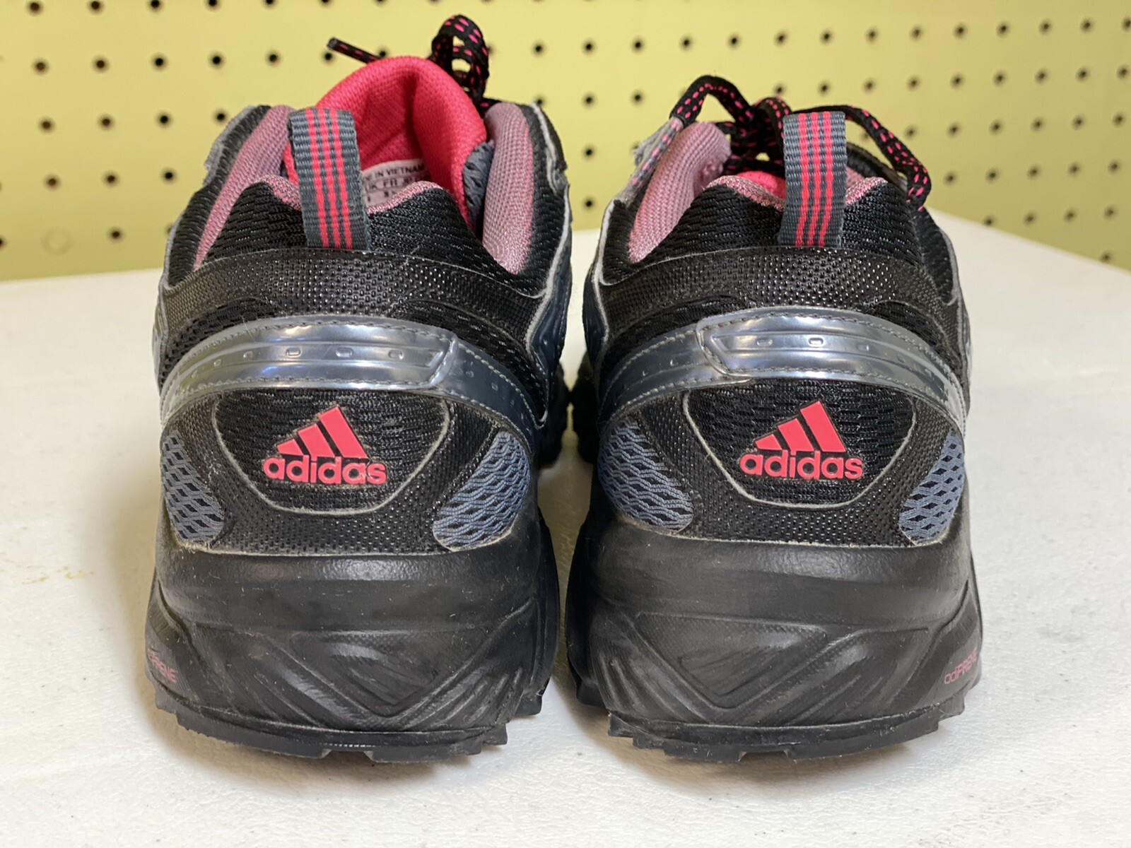 Adidas Trail Running Shoes Womens 7.5 Mesh Black Pink Gray PYV 702001 ...