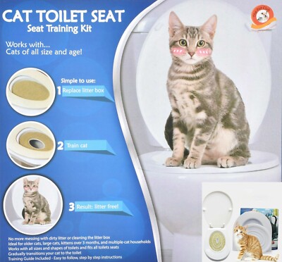 White Cat Toilet Seat Training Kit Litter Tray Train Kitty System with ...