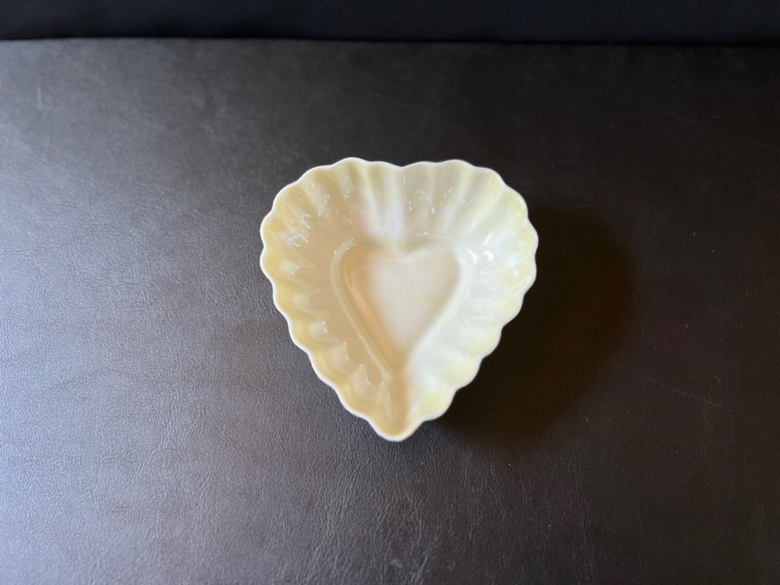Vintage Belleek Ivory Iridescent Heart Shape Dish | eBay