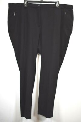 Allison Daley Plus Womens Black Zip Pockets Flat Front Stretch Career ...