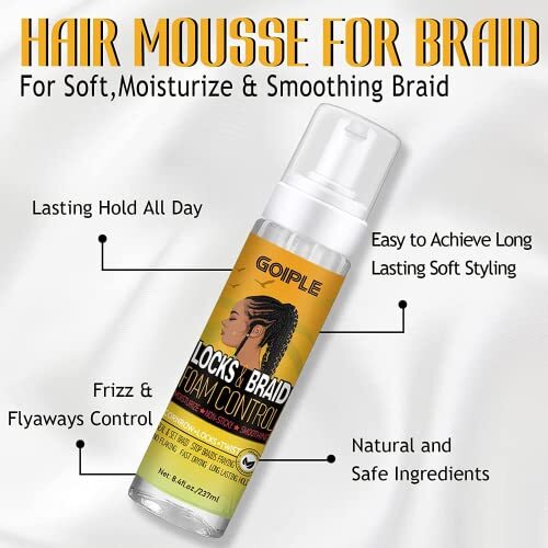 Braid Foam for Braids Twists Locs - No Flake Extra Hold & High Shine ...