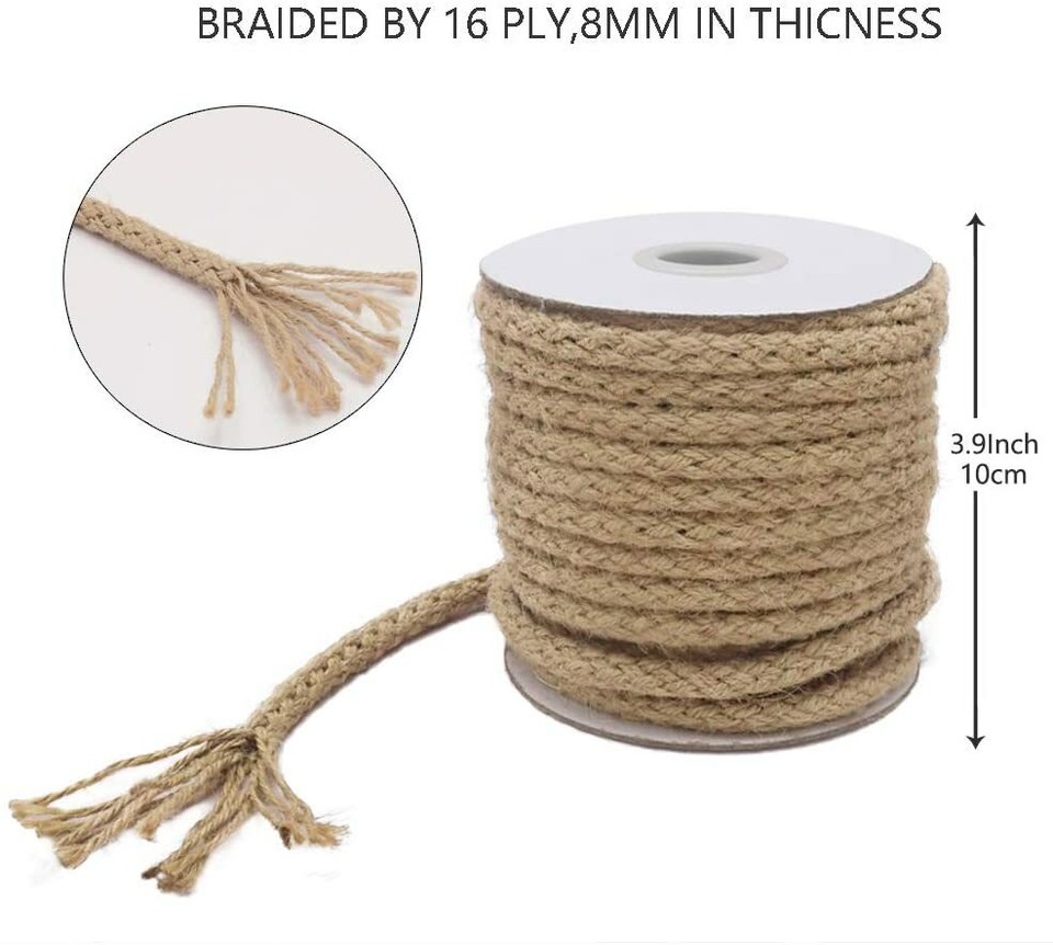 8mm Jute Rope Natural Braided Jute Macrame Cord for Garden Gifts DIY ...