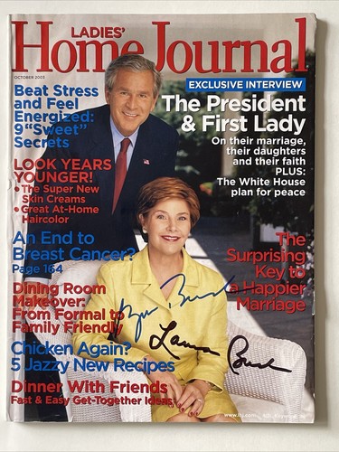 SIGNED George W. Bush & Laura Bush 2003 Ladies’ Home Journal Magazine ...