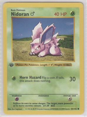 Pokemon Nidoran 2 1st edition base set 48/102 Raw NM MT WOTC Rare ...
