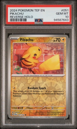 PSA 10 GEM MINT 2024 POKMEON TEMPORAL FORCES REVERSE HOLO PIKACHU NO ...