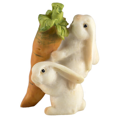Miniature White Bunny Rabbits Carrying Carrot Figurine 1.75" High New ...