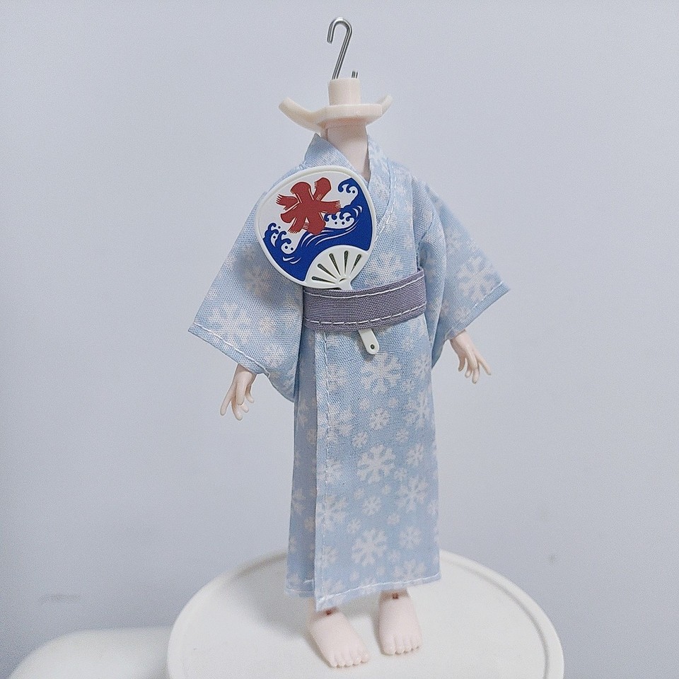 1/12 Scale Japanese Kimono Yukata + Belt Clothes Model For Ob11 P9 Doll ...