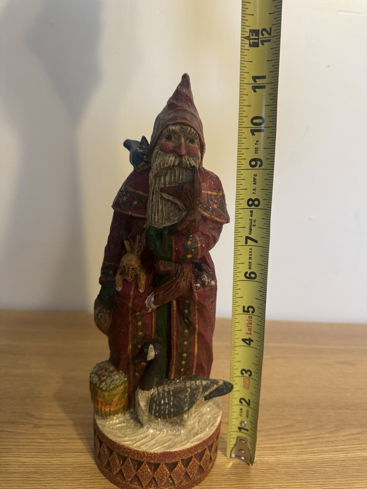 LARGE PAM SCHIFFERL SANTA W/ GOOSE, FOX, RABBIT & BIRD Christmas Decor ...