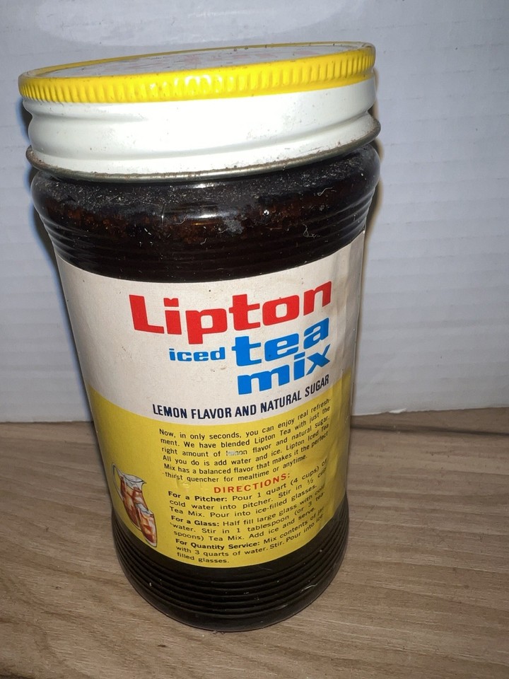Rare Vintage 70s Full 12oz Lipton Iced Tea Mix Lemon Flavor Glass ...