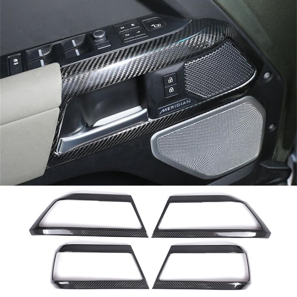 4×Real Carbon Fiber Interior Door Handle Cover For Land Rover Defender ...