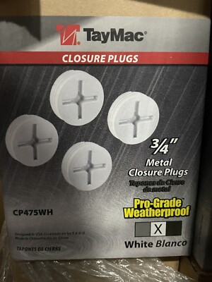 (C) (QTY 4) Hubbell TayMac CP475WH 3/4 in Weatherproof METALLIC Closure ...