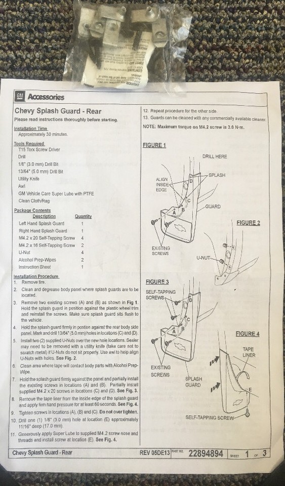 2014-2018 Chevrolet Silverado Front & Rear Molded Splash Guard Pkg ...