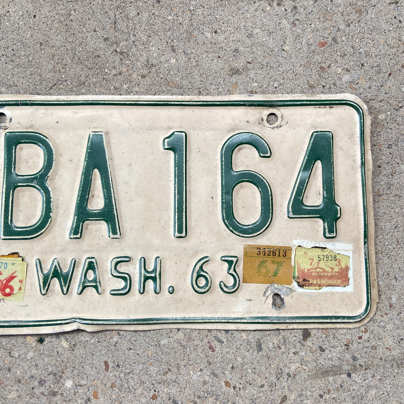 1963 Washington License Plate KBA 164 YOM DMV Clear 1964 1965 1966 ...