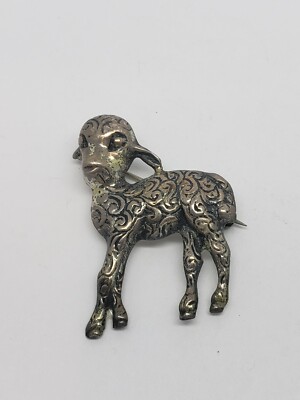 VINTAGE STERLING SILVER SHEEP LAMB PIN BROOCH | eBay