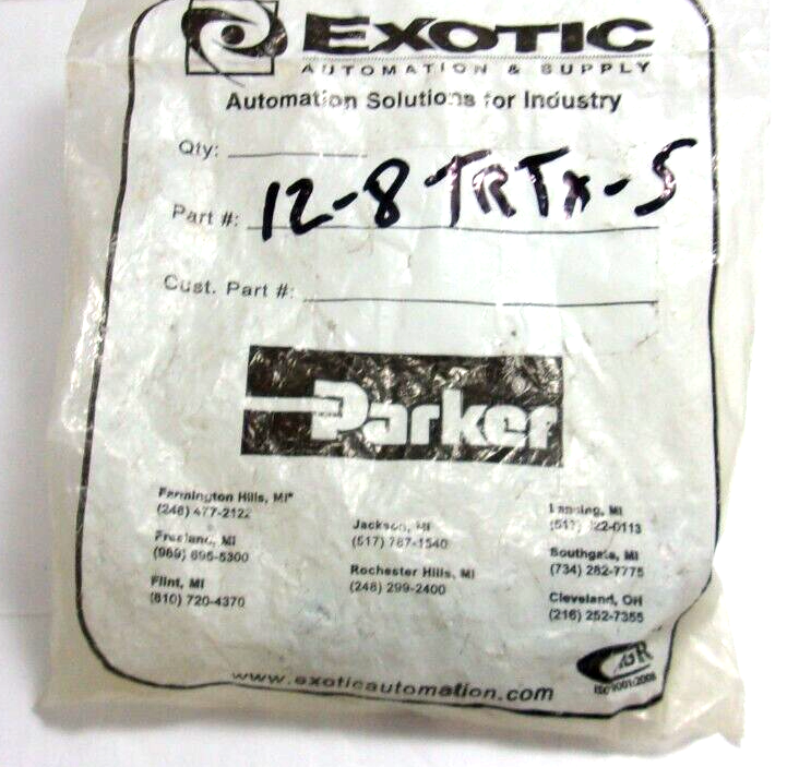 Parker 12-8 TRTX-S Triple-Lok 37° Flare JIC Tube Fittings and Adapters ...