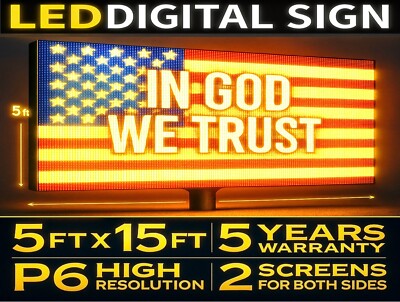 P6 LED Billboard Sign 5x15 FT Double-Sided Outdoor Programmable Full ...