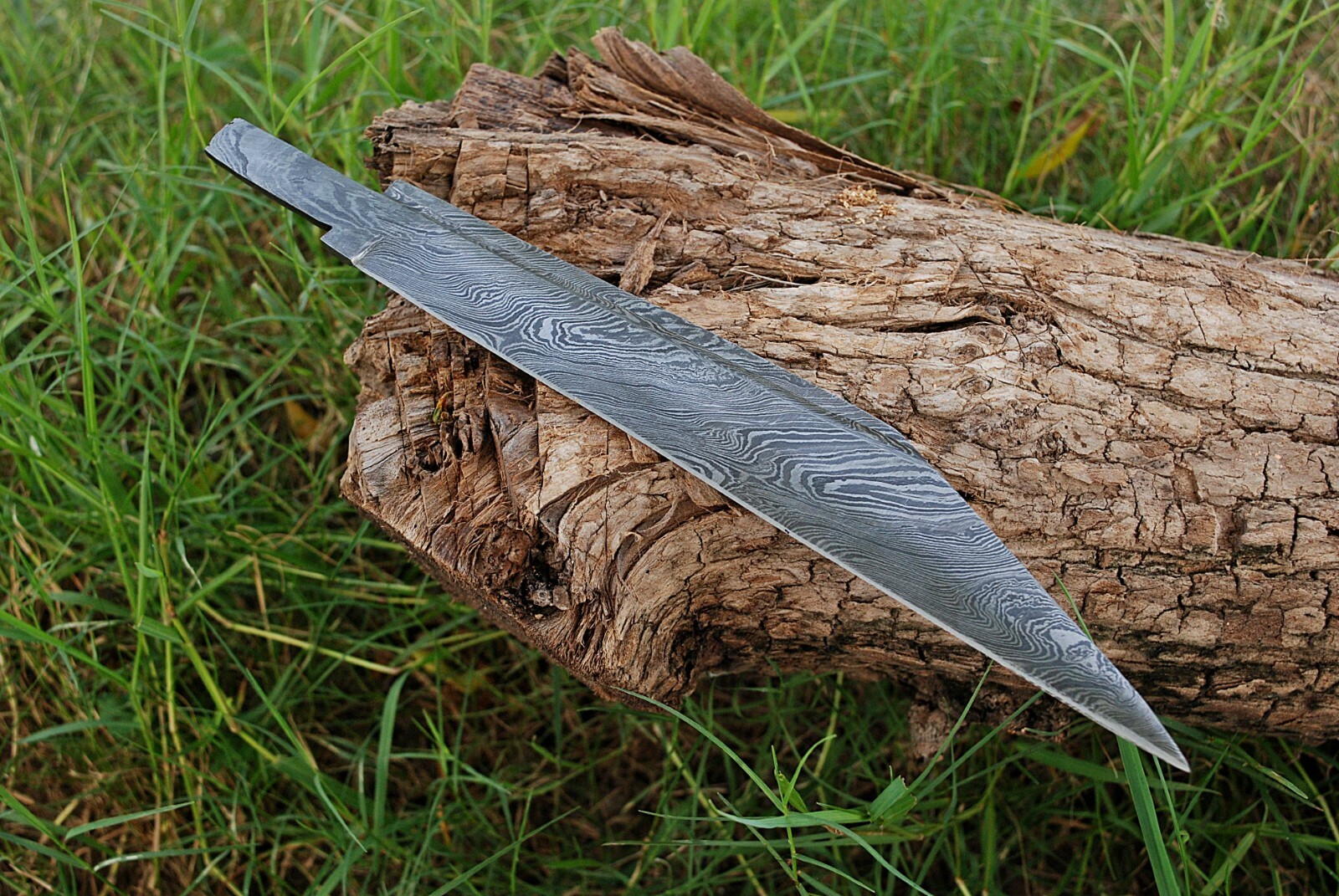 12”CUSTOM HAND FORGED DAMASCUS STEEL HUNTING SEAX KNIFE BLANK BLADE ...