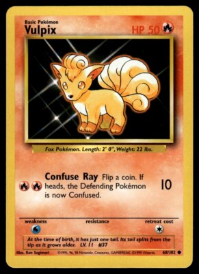 1999 Base Set Vulpix 3 LP-NM Basic/Common #68/102 | eBay