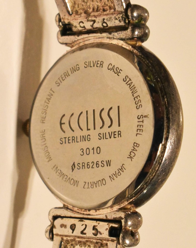 Ecclissi 3010 925 Sterling Silver Quartz Women's Watch Sz. 7 1/2" New ...