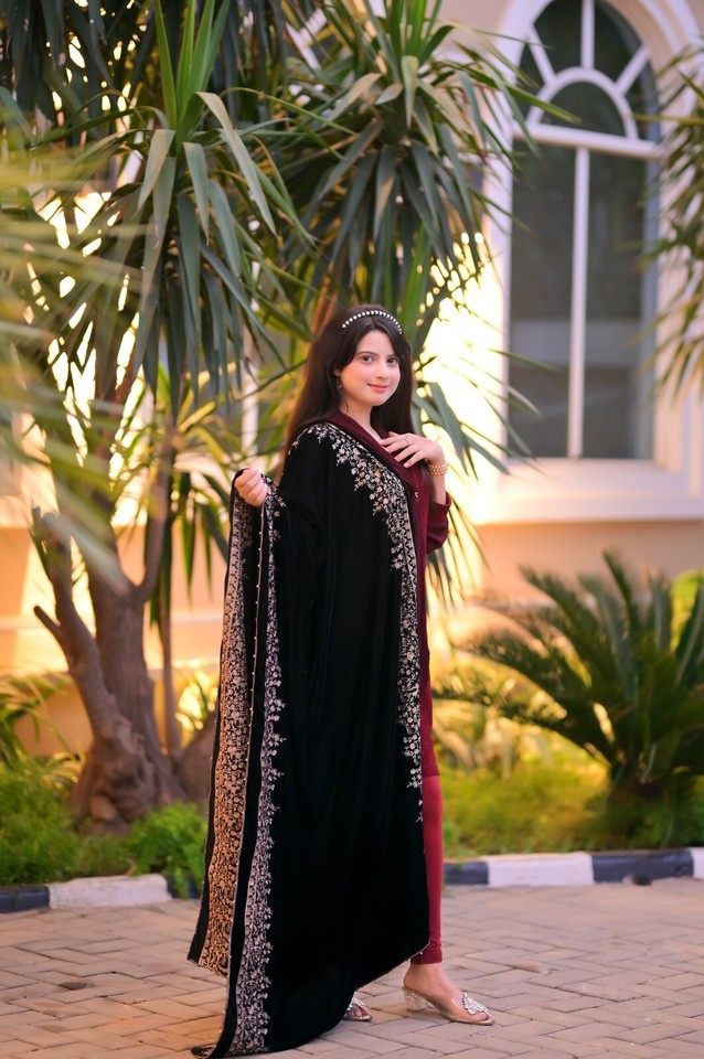 Velvet shawl Embrioded premium quality micro 9000 latest design shawl ...