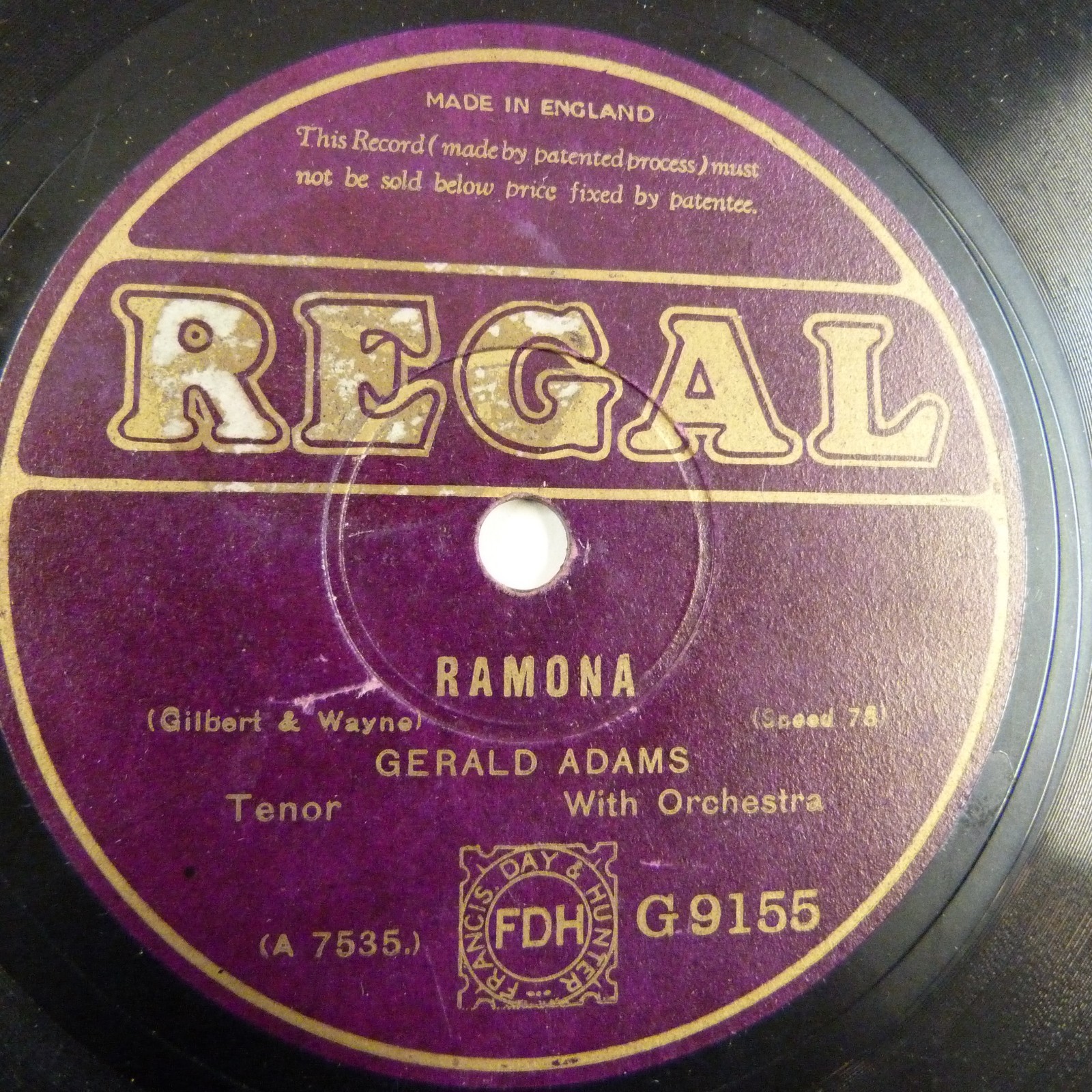 78 rpm GERALD ADAMS ramona / i'm sorry , REGAL G 9155 | eBay UK