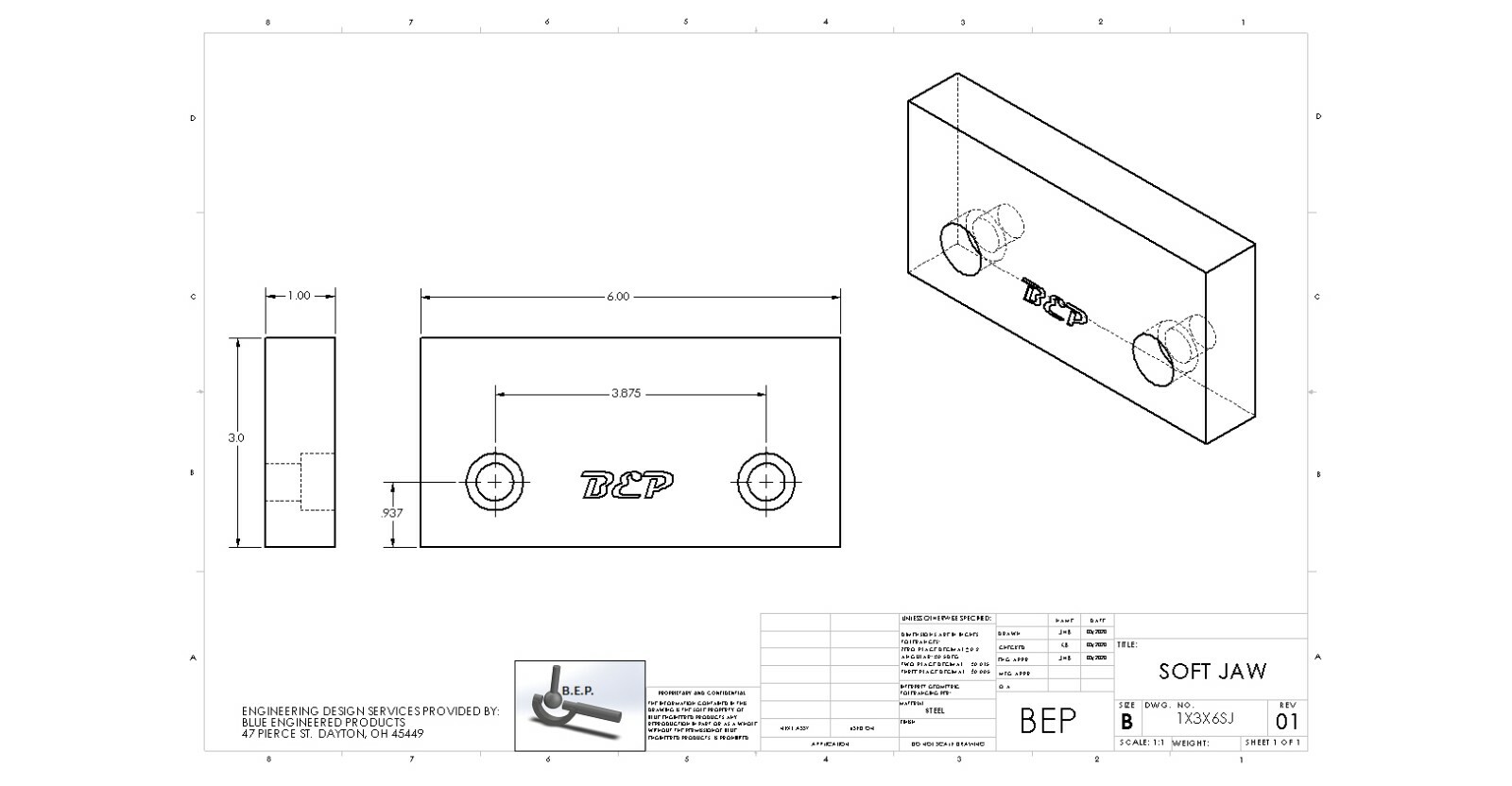 6 x 3 x 1" Aluminum Machinable Soft Jaws for 6" Kurt Vises (Set of 2 ...