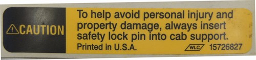 1997-2009 Topkick/Kodiak T6500-T8500 Tilt Cab Caution Label New OEM ...