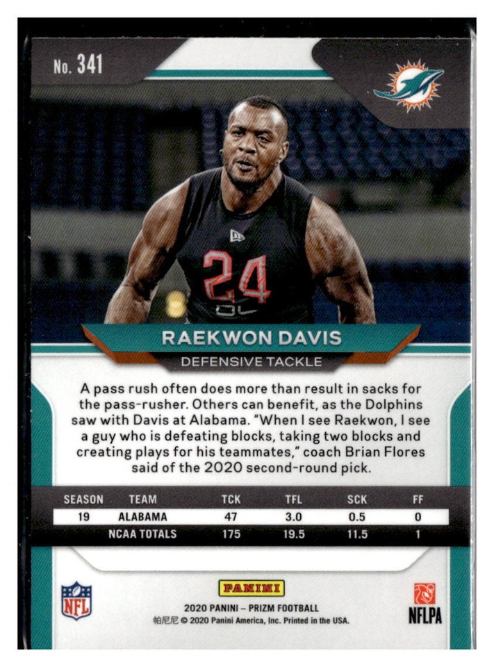 2020 Panini Prizm #341 Raekwon Davis Base RC Dolphins | eBay