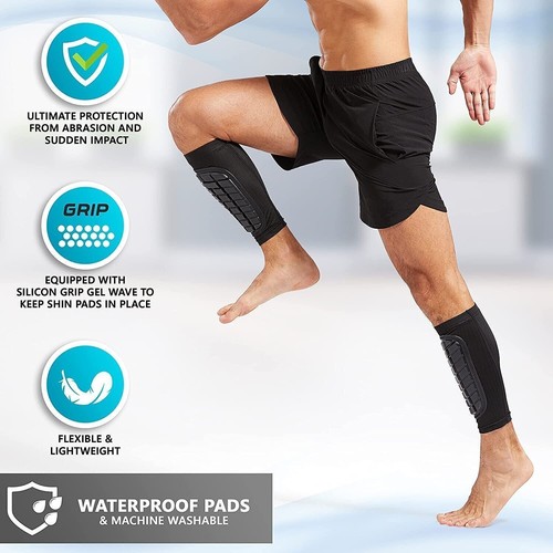Soccer Leg Shin Pads Guard Socks Football Calf Sleeves Legging Shields ...