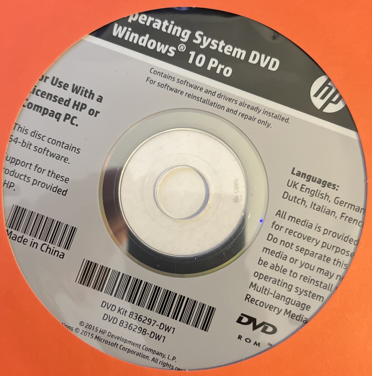 Microsoft Windows 10 Professional Recovery Media OEM Multilingual ...