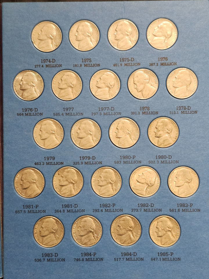 Jefferson Nickels Album 1962–1989 – 53 Coins, Partial Set Whitman Book ...