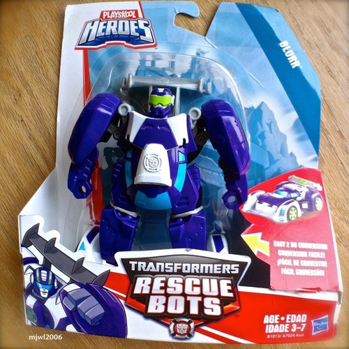 Transformers RESCUE BOTS BLURR Race Car PLAYSKOOL HEROES Hasbro Purple ...